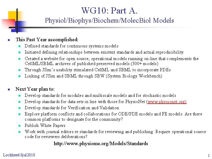 WG 10 Part A PhysiolBiophysBiochemMolec Biol Models n