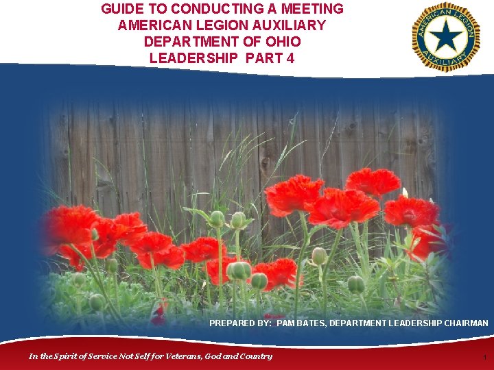GUIDE TO CONDUCTING A MEETING AMERICAN LEGION AUXILIARY