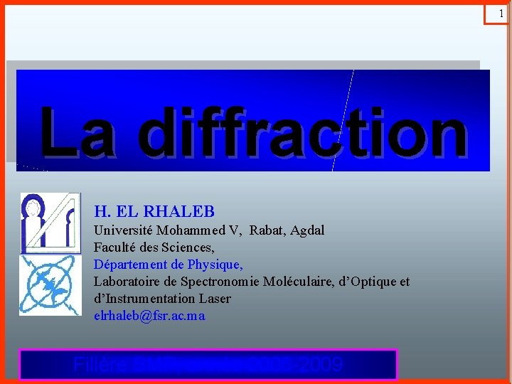1 La diffraction H EL RHALEB Universit Mohammed