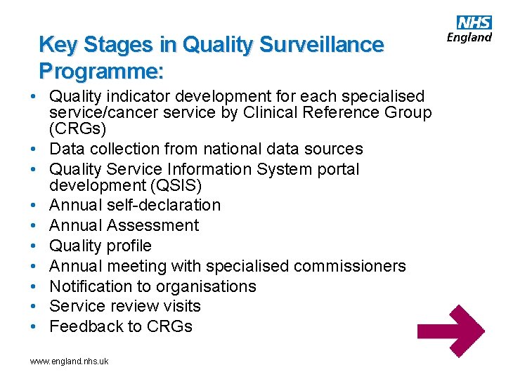 The Quality Surveillance Team Programme www england nhs