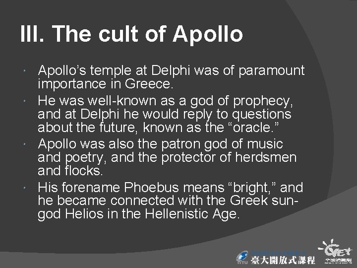Outline I Apollo in the Hippocratic Oath II