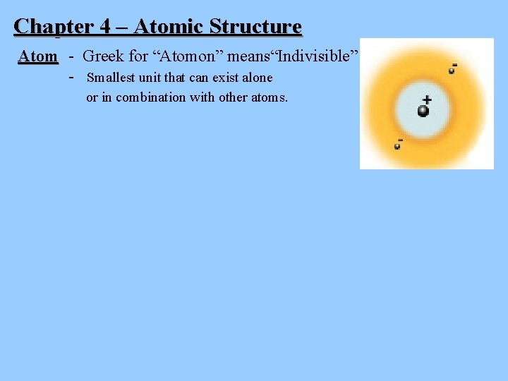 Chapter 4 Atomic Structure Atom Greek for Atomon