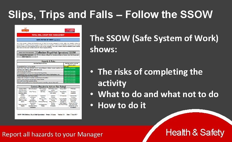 Slips Trips and Falls Dynamic Risk Assessment Look