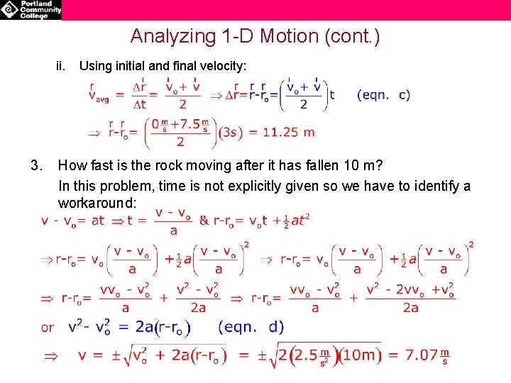 Phy 211 General Physics I Chapter 2 Motion