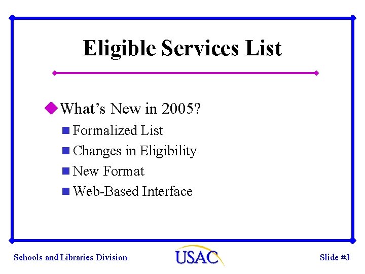 Eligible Services Phil Gieseler Paul Stankus TraintheTrainer Workshop