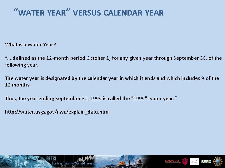 MEASURING WATER RESOURCES Unit 4 Water budget assessment