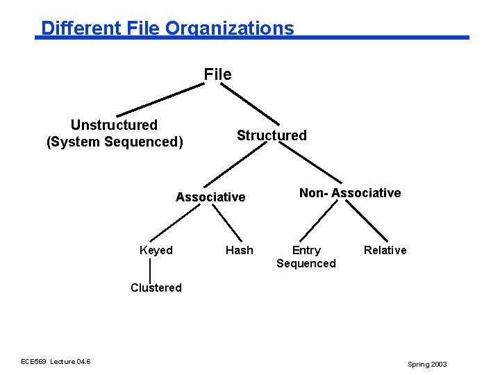 ECE 569 Database System Engineering Spring 2003 Yanyong