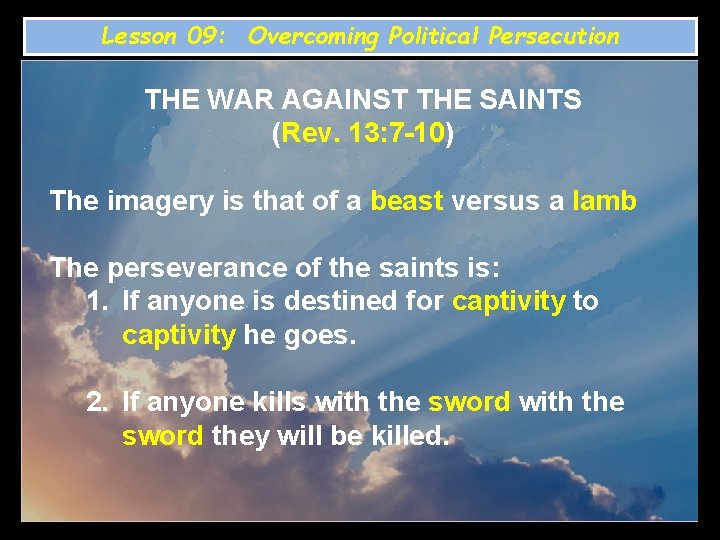 Lesson 09 Overcoming Political Persecution Victory Assured Class