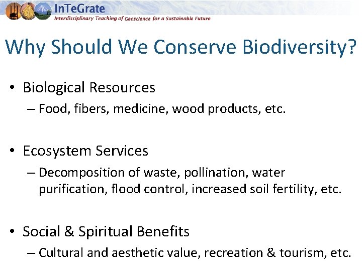 Biodiversity Conservation This work is supported by a