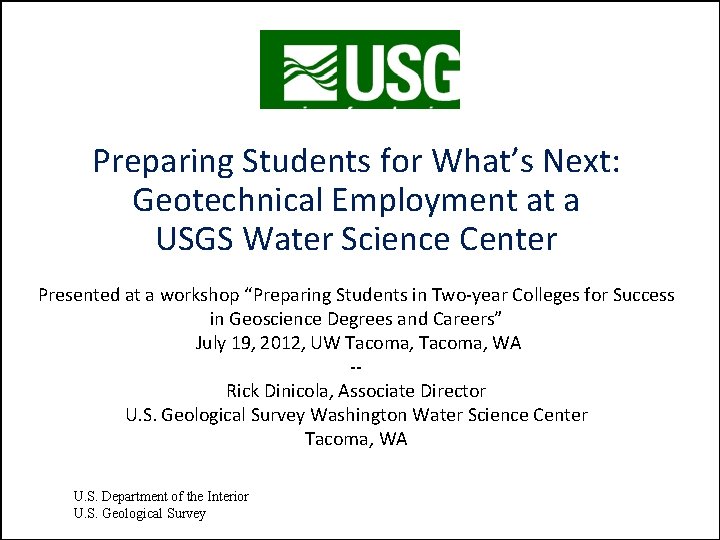 Preparing Students for Whats Next Geotechnical Employment at