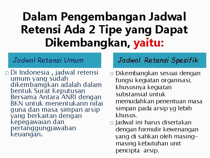 Jadwal Retensi Rekod Pertemuan VI Modul 6 Pengertian