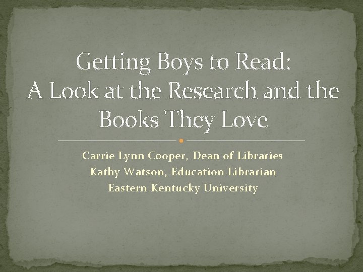 Getting Boys to Read A Look at the