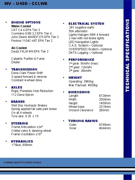UV BOTSWANA PRODUCT BROCHURE 4 TONNE UTILITY VEHICLE