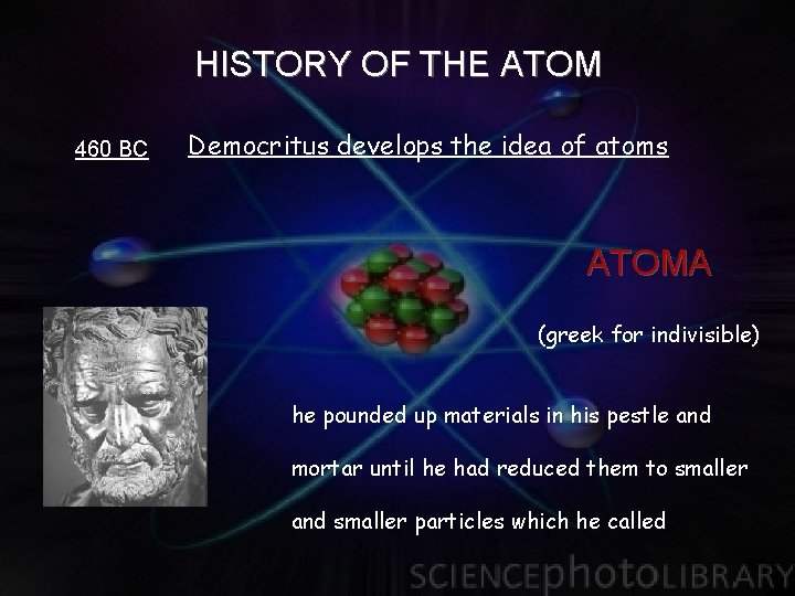 ATOMIC STRUCTURE HISTORY OF THE ATOM 460 BC