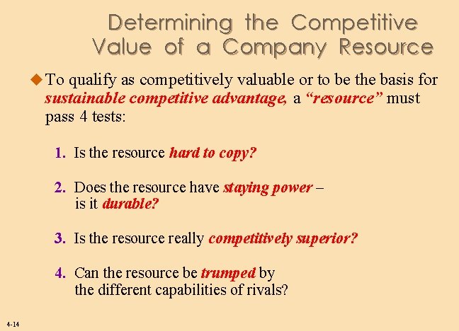 Chapter 4 Analyzing a Companys Resources and Competitive