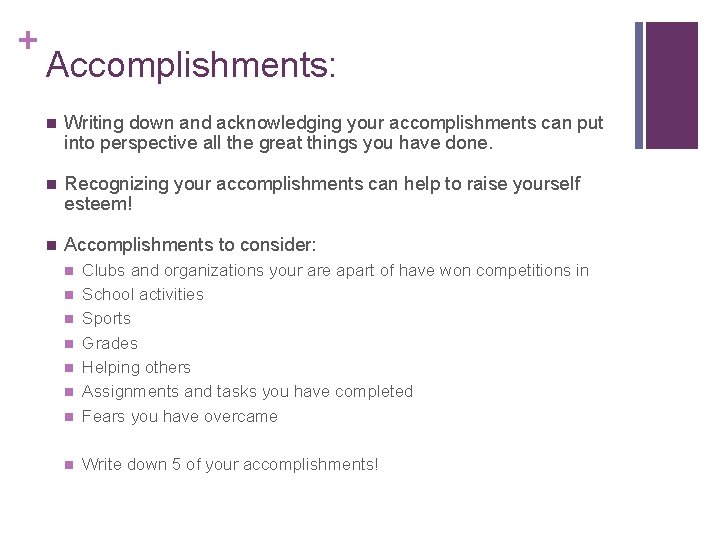 Self esteem Personality Accomplishments Recreational Activities ...