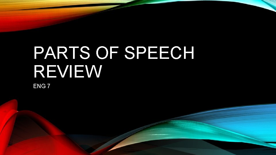 PARTS OF SPEECH REVIEW ENG 7 1 THE