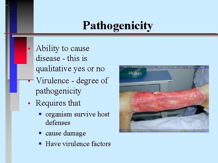 Pathogenicity n What makes some bacteria dangerous Disease