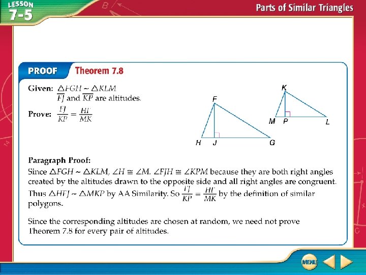 FiveMinute Check over Lesson 7 4 ThenNow Theorems