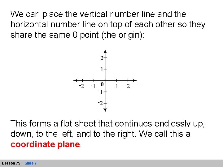 Chapter 14 Lesson 75 The Coordinate Plane Lesson