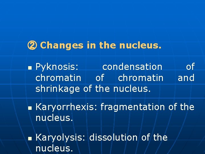 Overview Normal cell Injury Reversibly injured cell Irreversibly