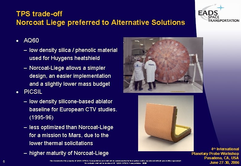 Ablative thermal protection systems for entry in Mars