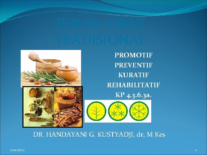 PERAN OBAT TRADISIONAL PROMOTIF PREVENTIF KURATIF REHABILITATIF KP