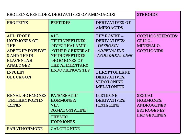 ENDOCRINE SYSTEM PART 1 Plan of the lecture