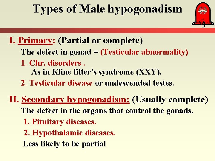 Physiology Urogenital System Genital L 3 Hypogonadism Hypogonadism