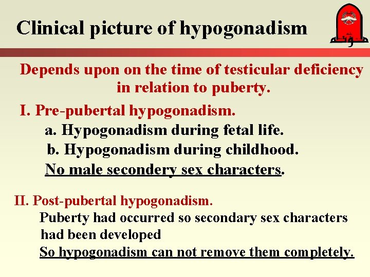 Physiology Urogenital System Genital L 3 Hypogonadism Hypogonadism