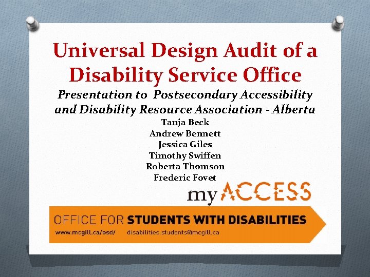 Universal Design Audit of a Disability Service Office