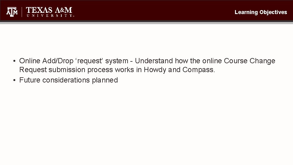 Online Course Change Request Submission Learning Objectives Online