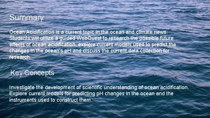 Ocean Acidification Is there a problem Stacey Sebert