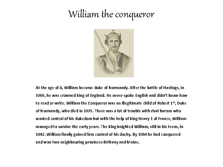 Famous Normans by Sarah Holland William the conqueror