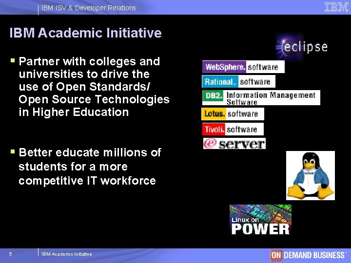 IBM ISV Developer Relations IBM Academic Initiative Colorado