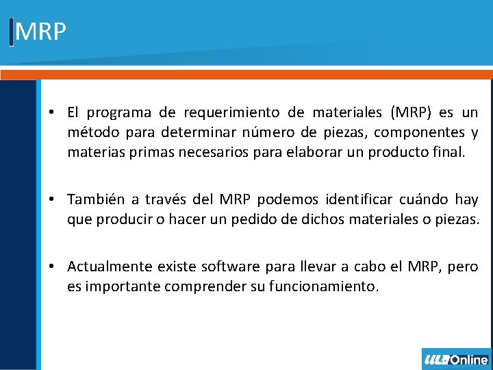 Planeacin de requerimientos de materiales MRP Conceptos bsicos