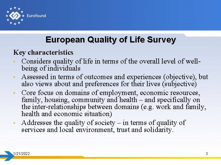 The European Social Model and Quality of Life