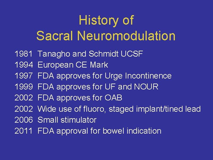 Neuromodulation for GenitoUrinary Disorders Steven W Siegel MD