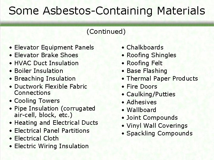 Asbestos An overview of properties health effects and