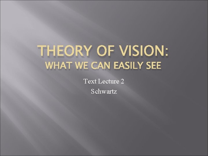 THEORY OF VISION WHAT WE CAN EASILY SEE