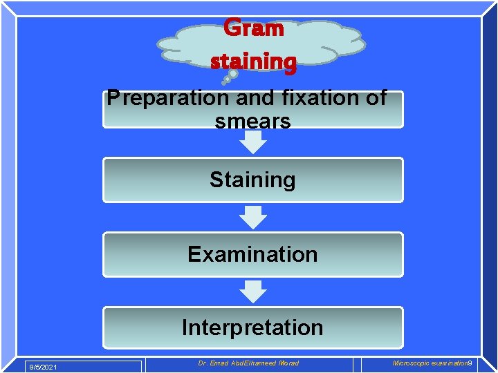 MICROSCOPIC EXAMINATION OF BACTERIA UNSTAINED STAINED SMEARS By