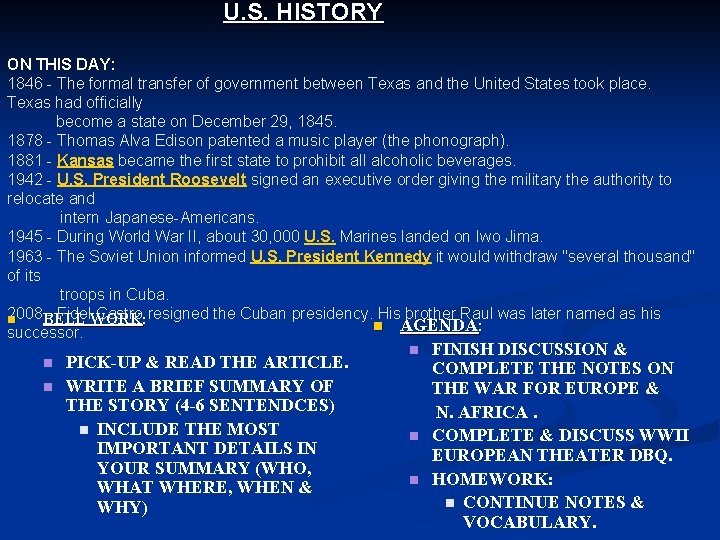 U S HISTORY ON THIS DAY 1846 The