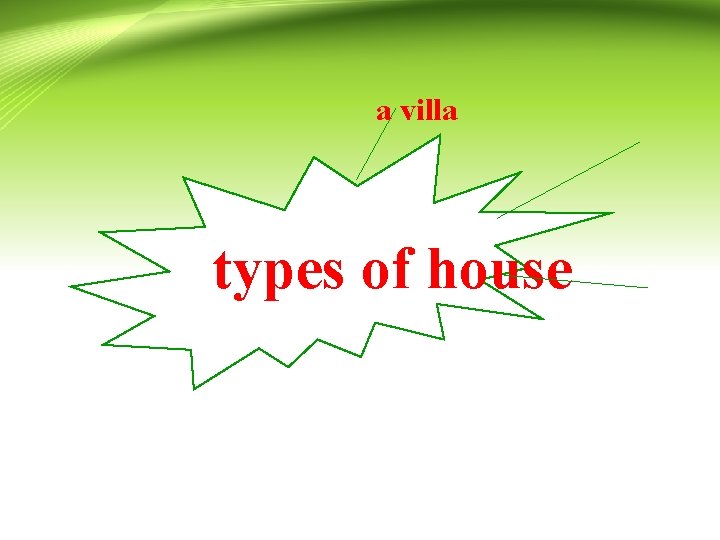 a villa types of house Warm up What