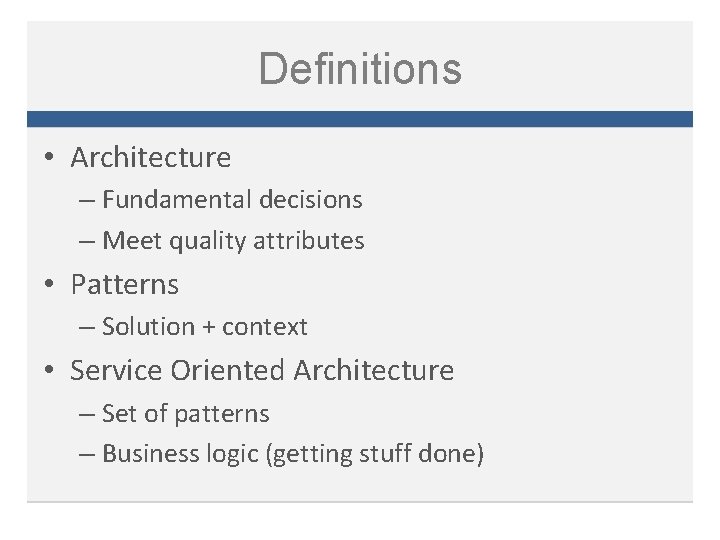 Using SOA Patterns to promote understanding across disciplines