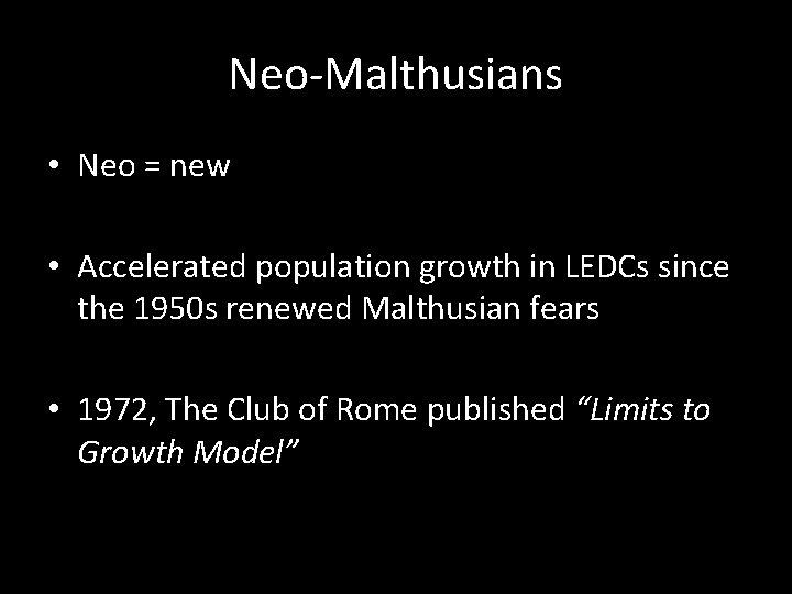 Theories for the relationship between population and resources