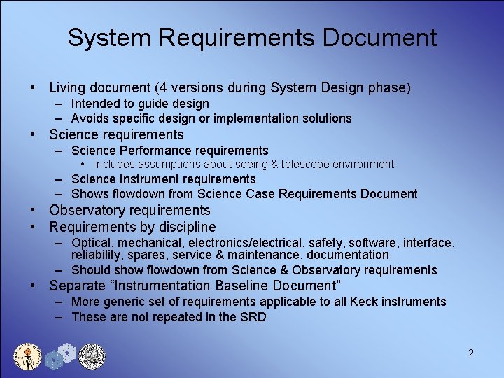 NGAO System Design Phase System Functional Requirements Documents