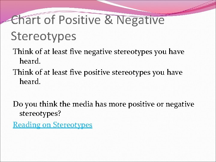 Stereotypes Part II Week Six DEFINITION STEREOTYPE a