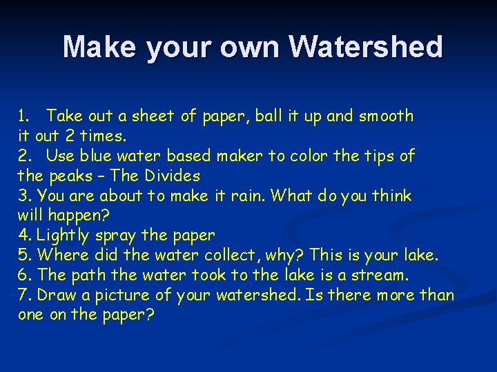 Watersheds Bell Work Friday 1 2 3 4