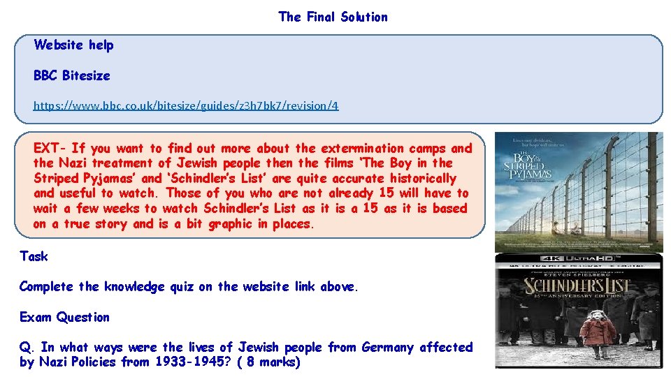 The Final Solution Website help BBC Bitesize https