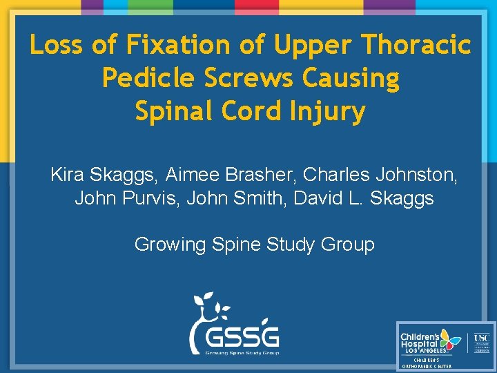 Loss of Fixation of Upper Thoracic Pedicle Screws